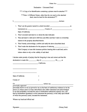 Fillable Online Declaration Uninsured Deed Fax Email Print - pdfFiller