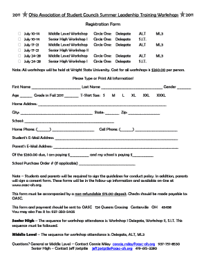Fillable Online oasc-oh Ohio Association of Student Councils Summer ...