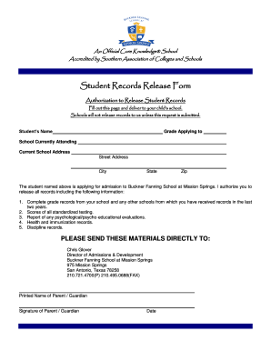 Fillable Online tsams STUDENT RECORDS RELEASE FORM - tsamsorg Fax Email ...