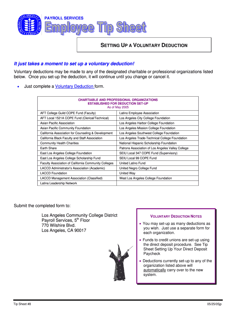 Fillable Online SETTING UP A VOLUNTARY DEDUCTION Fax Email Print ...