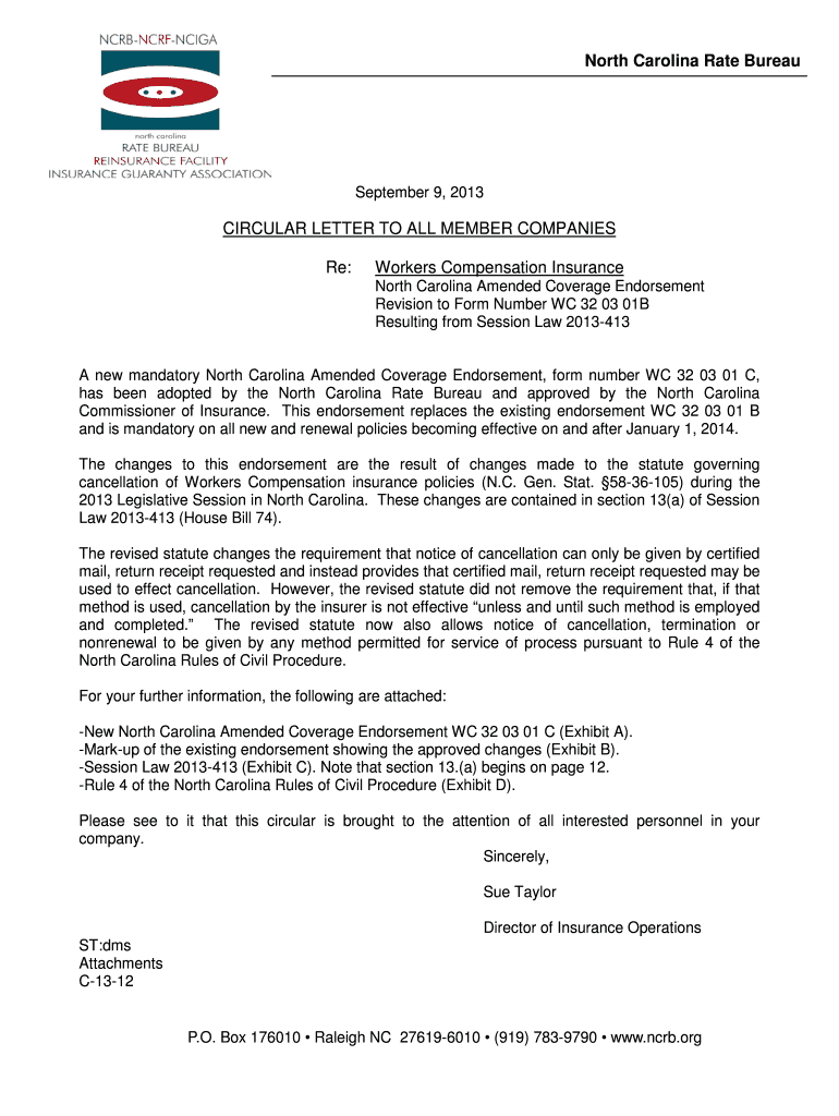 Fillable Online North Carolina Amended Coverage Endorsement Fax Email ...