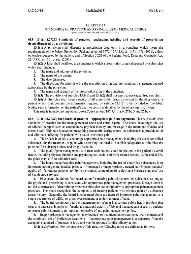 Fillable Online IAC 2/3/16 Medicine653 Ch 13, p.1 CHAPTER 13 ... - Iowa.gov Fax Email Print ...