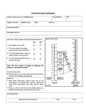 Fillable Online NUTRITION RISK SCREENING Fax Email Print - pdfFiller