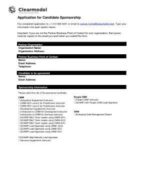 Fillable Online Application for Candidate Sponsorship Fax Email Print ...