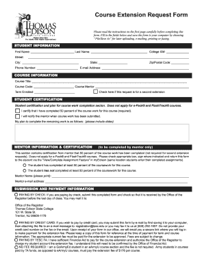 Fillable Online Request for Course Extension Instructions and Form Fax ...