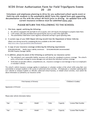 Fillable Online saccds SCDS Driver Authorization bFormb for Field ...