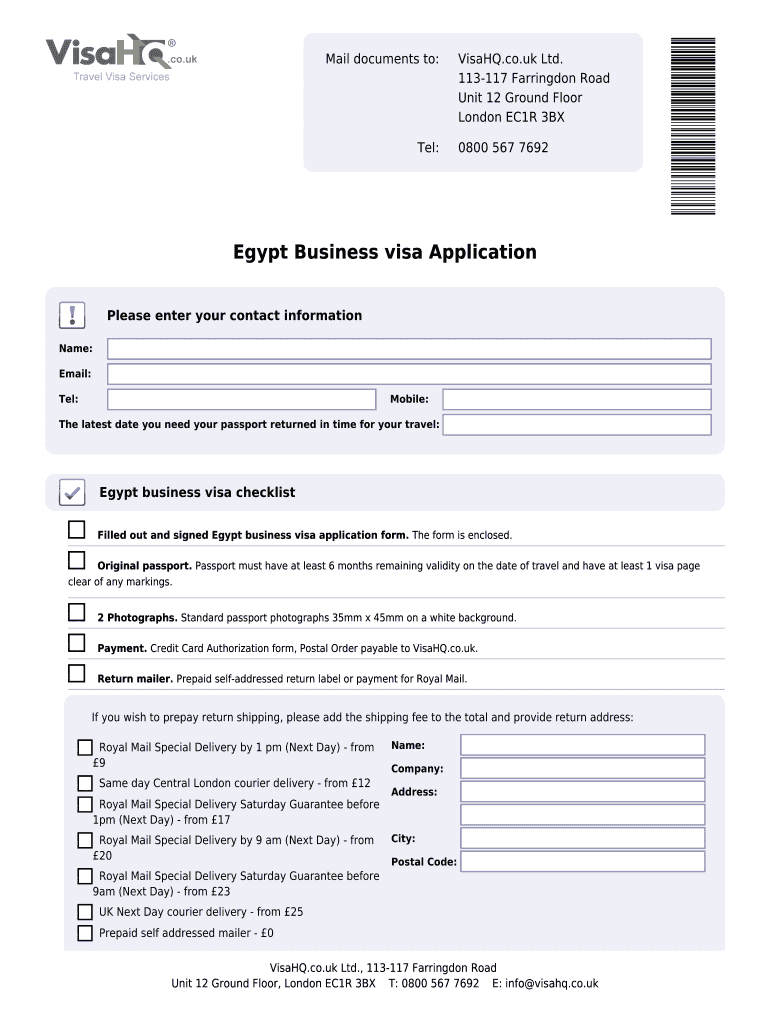 Fillable Online egypt visahq co Egypt Visa Application for Citizens of ...