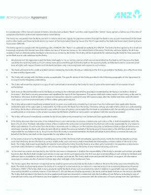 Fillable Online ACH Origination Agreement - ANZ Fax Email Print - pdfFiller