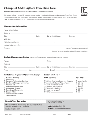 Fillable Online aacrao Change of AddressData Correction bFormb Fax Email Print - pdfFiller