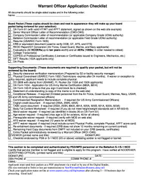 Fillable Online Warrant Officer Application Checklist Fax Email Print ...