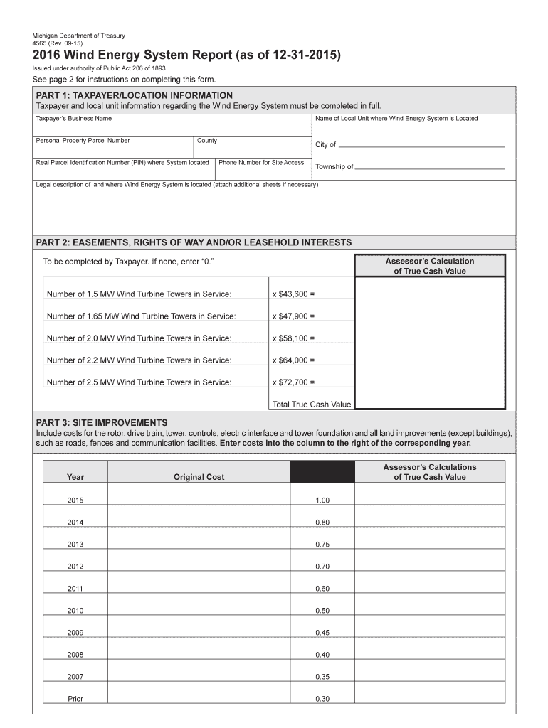 Fillable Online Form 4565 Wind Energy System Report Form 4565 Wind ...
