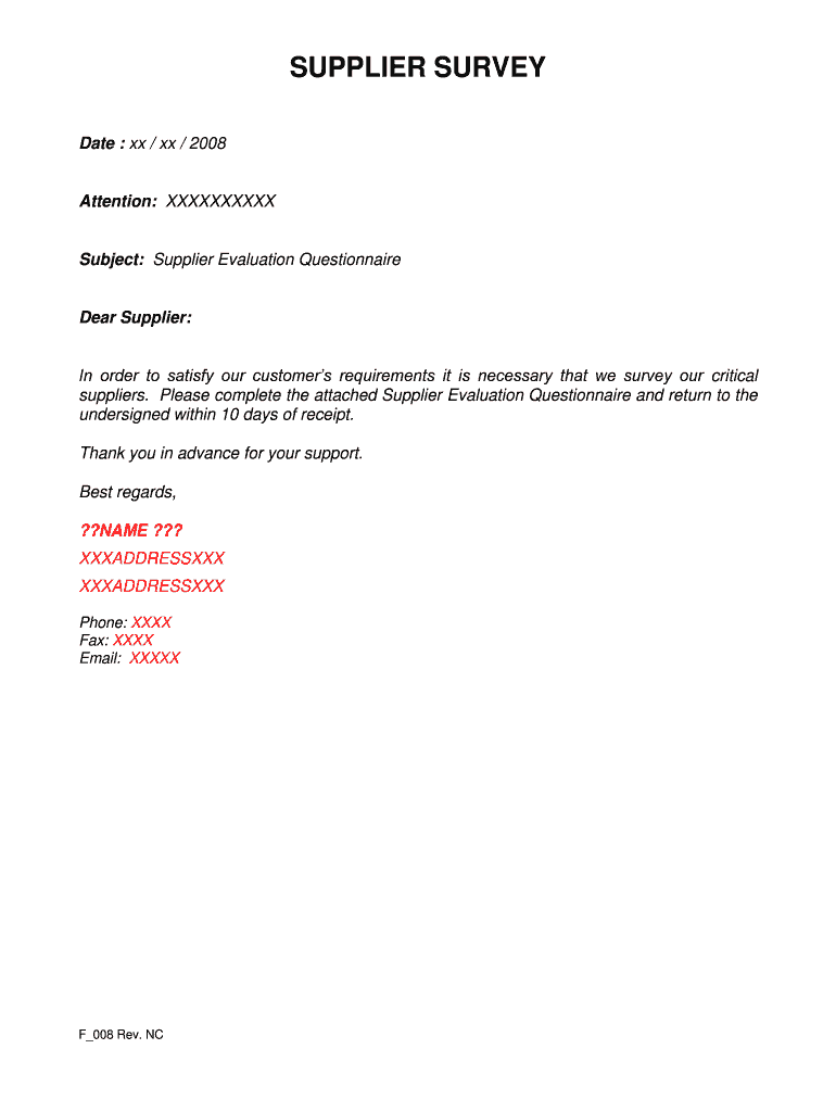 Fillable Online SUPPLIER EVALUATION FORM - videoamplifiersplittercom Fax Email Print - pdfFiller