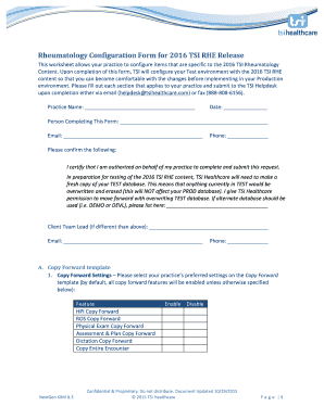 Fillable Online 2016 TSI RHE - Configuration Form Fax Email Print ...