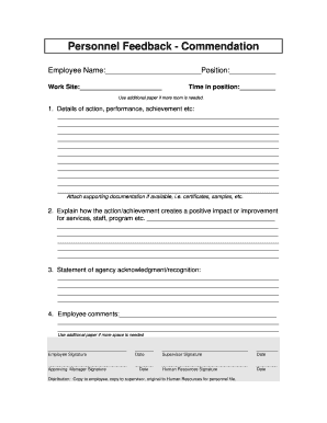 Fillable Online HR - Personnel Feedback - Commendationdoc Fax Email Print - pdfFiller