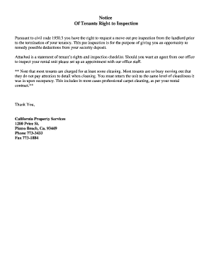 Fillable Online Notice Of Tenants Right to Inspection Fax Email Print ...