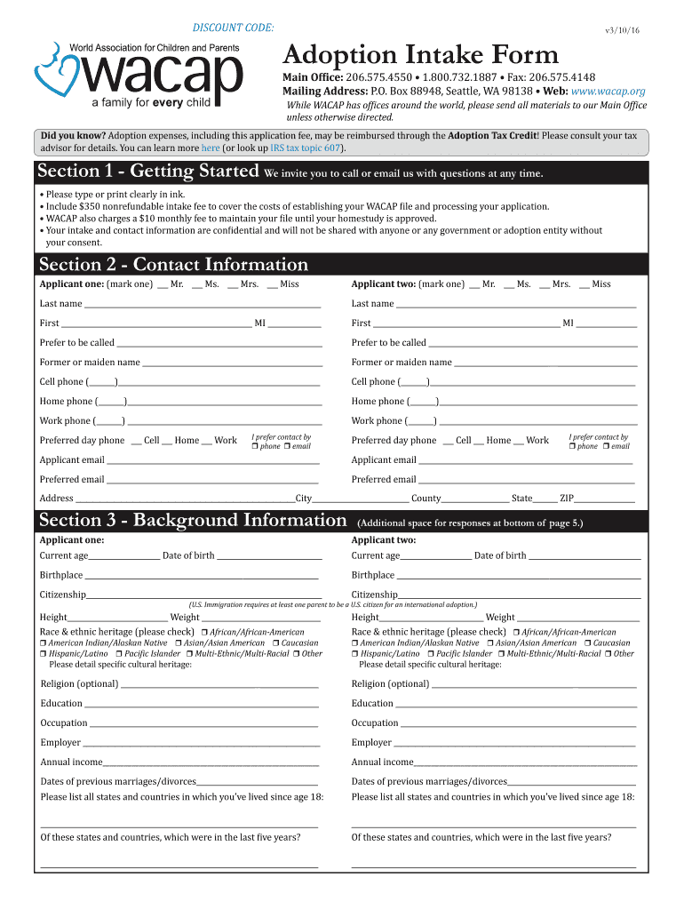 Fillable Online wacap a family for every child Fax Email Print - pdfFiller