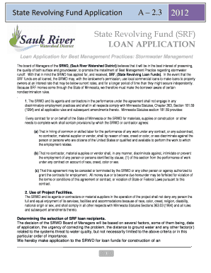 Fillable Online srwdmn State Revolving Fund SRF - srwdmnorg Fax Email ...