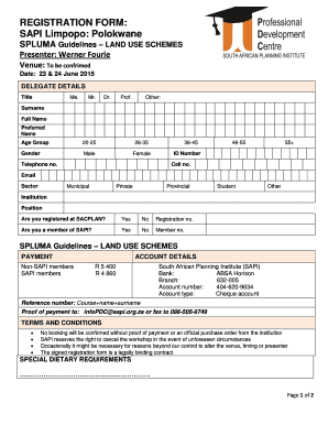 Fillable Online sapi org REGISTRATION FORM SAPI Limpopo Polokwane ...