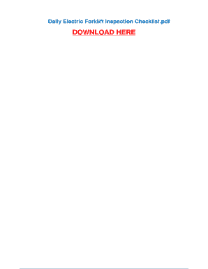 Fillable Online Daily Electric Forklift Inspection Checklist Fax Email ...