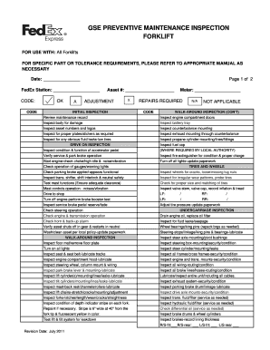 Fillable Online wfservices GSE PREVENTIVE MAINTENANCE INSPECTION Fax ...