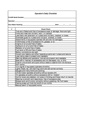 Fillable Online Operators Daily Checklist - rentraincom Fax Email Print ...