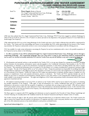 Fillable Online PURCHASER ACKNOWLEDGMENT AND WAIVER AGREEMENT Fax Email Print - pdfFiller