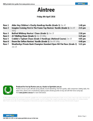 Fillable Online FREE printable form guides from wwwpunterscomau Aintree Fax Email Print - pdfFiller