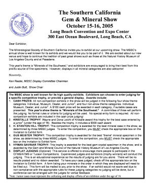 Fillable Online mineralsocal 2005 MSSC Exhibit form - mineralsocalorg ...