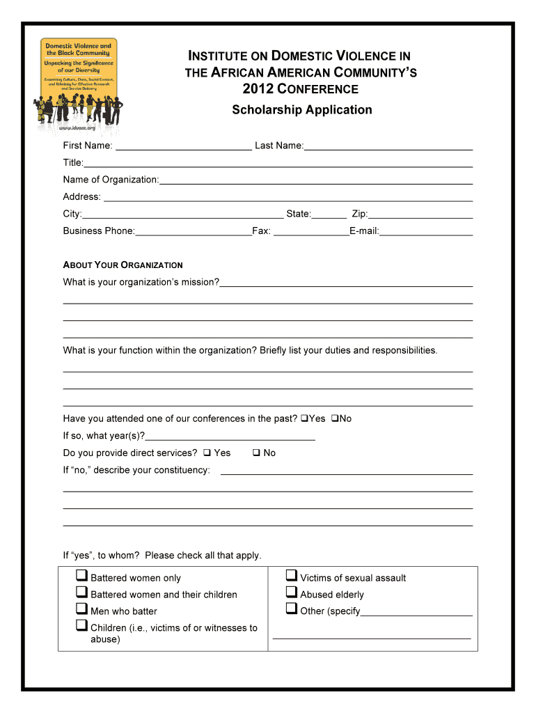 Fillable Online idvaac Application for Scholarship 2012doc - idvaac Fax ...