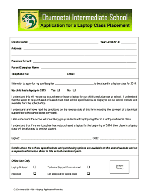 Fillable Online otuinter school Parental APPLICATION FORM For Placement ...