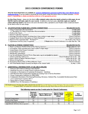 Fillable Online 2015 CHURCH CONFERENCE FORMS Fax Email Print - pdfFiller