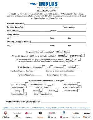 Fillable Online Dealer Application Form 051412 - Harbinger Fitness Fax ...