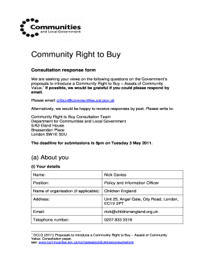 Fillable Online childrenengland org Community Right to Buy - response ...