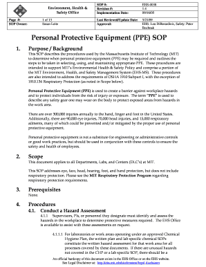 Fillable Online ehs mit sop0038PPE1.4.doc - ehs mit Fax Email Print - pdfFiller