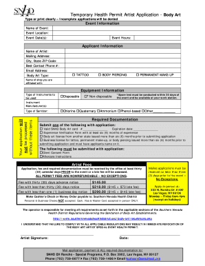 Fillable Online southernnevadahealthdistrict Temporary Health Permit ...