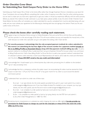 Fillable Online Order Checklist Cover Sheet for Submitting Your Gold ...