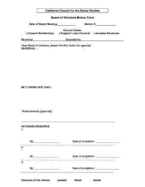 Fillable Online Board of Directors Motion Form Fax Email Print - pdfFiller