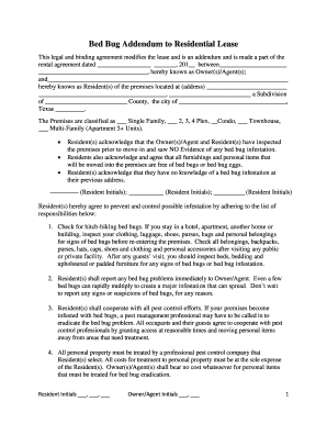Fillable Online Bed Bug Addendum to Residential Lease Fax Email Print ...