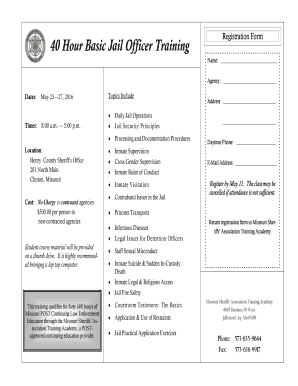 Fillable Online 40 Hour Basic Jail Officer Training Henry County May ...