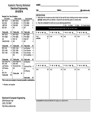 Fillable Online engineering ucdavis Sample Four Year Schedule ...