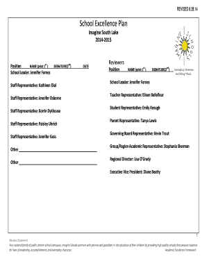 Fillable Online imaginesouthlake School Excellence Plan ...