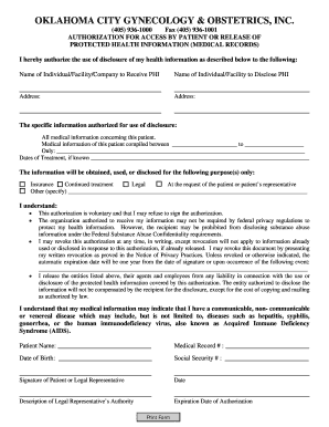 Fillable Online OKLAHOMA CITY GYNECOLOGY & OBSTETRICS, INC Fax Email Print - pdfFiller