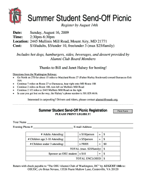 Fillable Online osudc Summer 2009 Picnic Registration Form.doc Fax ...