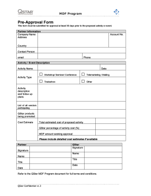 Fillable Online Pre-Approval Form - qstarcom Fax Email Print - pdfFiller