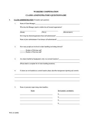 Fillable Online selfjpa WORKERS COMPENSATION CLAIMS ADMINISTRATORS ...