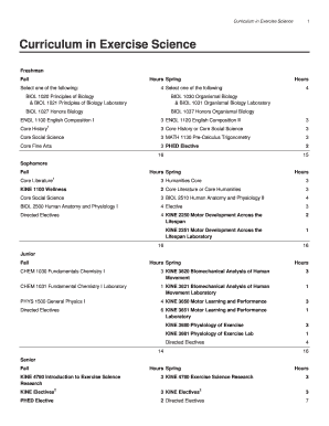 Fillable Online bulletin auburn Curriculum in Exercise Science Fax ...