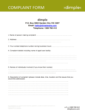 Fillable Online Complaints Formpdf Fax Email Print - pdfFiller