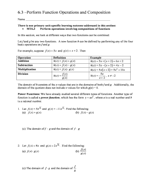 Fillable Online 63 Perform Function Operations and Composition Fax ...