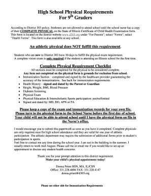 Fillable Online High School Physical Requirements Fax Email Print ...