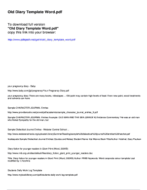 Fillable Online Old Diary Template Word Fax Email Print - pdfFiller